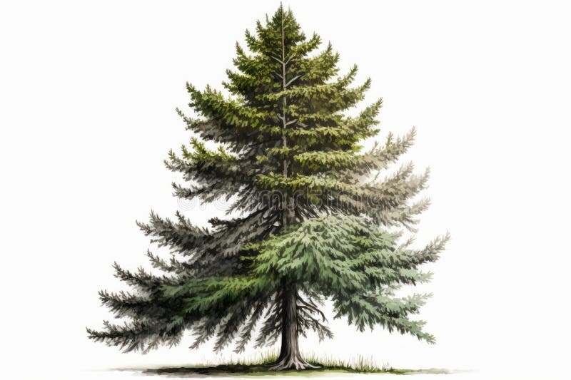 Norway Spruce Tree on a White Background. Generative AI Stock ...