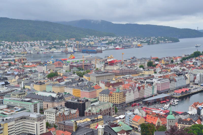 Norway. Top-view of Bergen stock photo. Image of view - 42650796