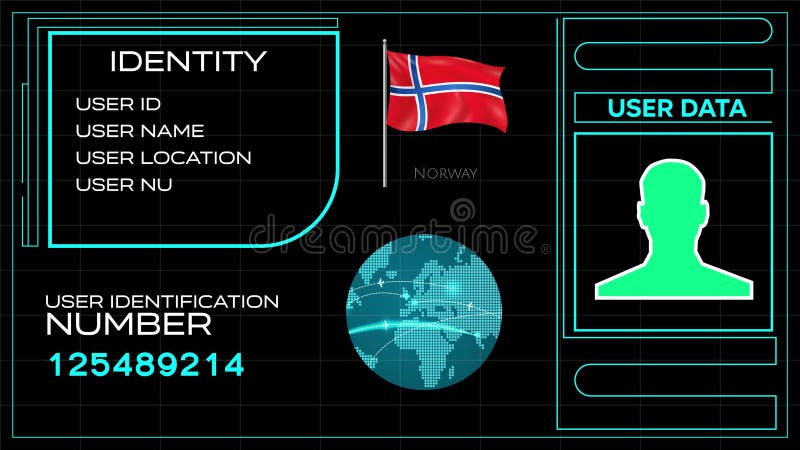 Norway User Identification System Animation Video Footage. User ...