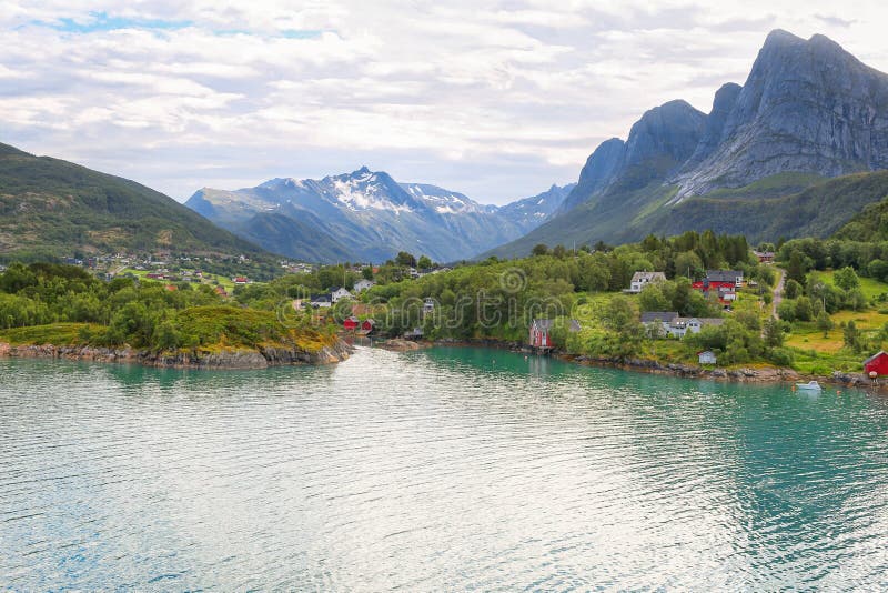 Norwegian coast stock photo. Image of boat, tour, town - 194954332