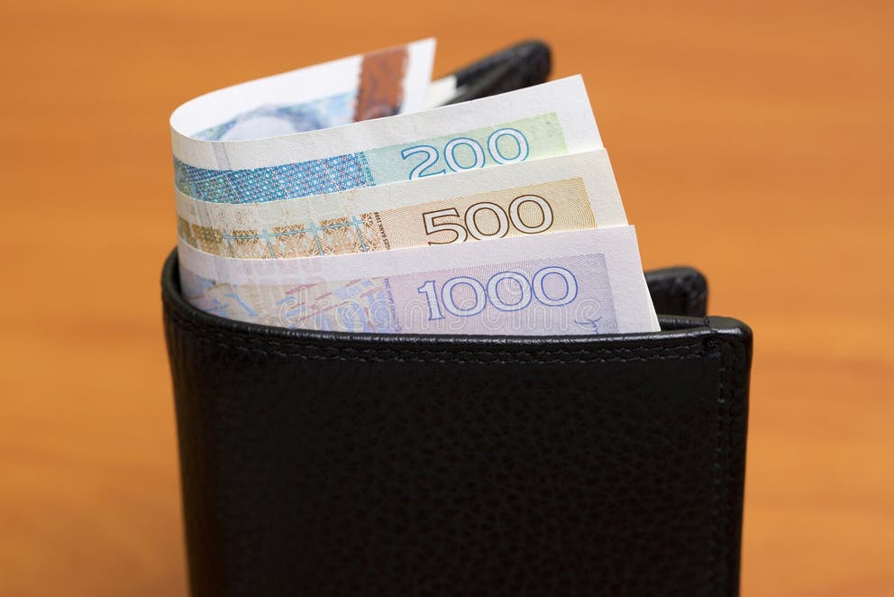 Norwegian Crown in the Black Wallet Stock Photo - Image of economy ...