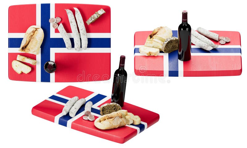 Norwegian Culinary Delights Displayed on Flag-Inspired Arrangement with ...