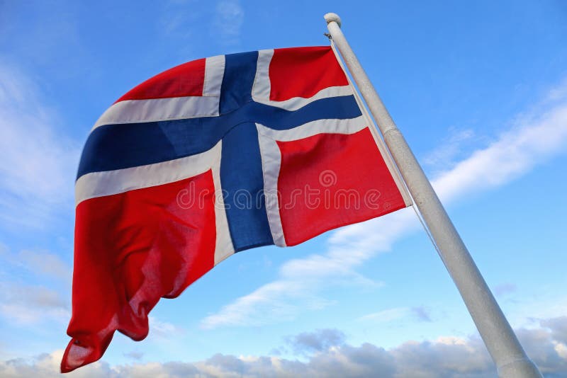Norwegian Flag Blue Sky stock image. Image of symbol - 165210787