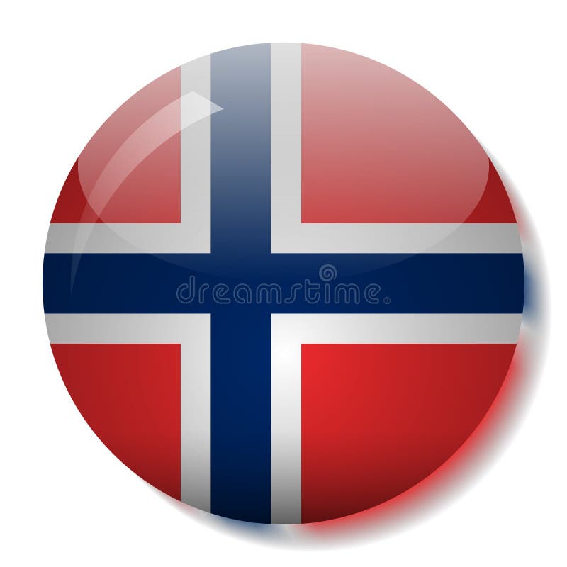Norwegian Flag Glass Button Vector Illustration Stock Vector ...