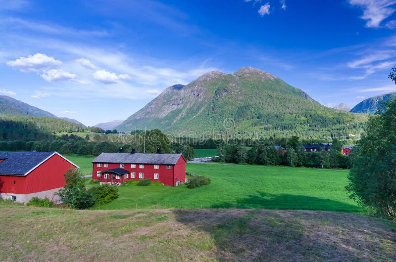 Norwegian Generic Landscape Stock Photo - Image of house, cottage: 45136914