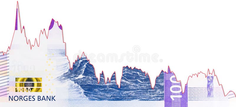 1000 Norwegian Krone Bank Note New Edition Decline Graph Indicating ...