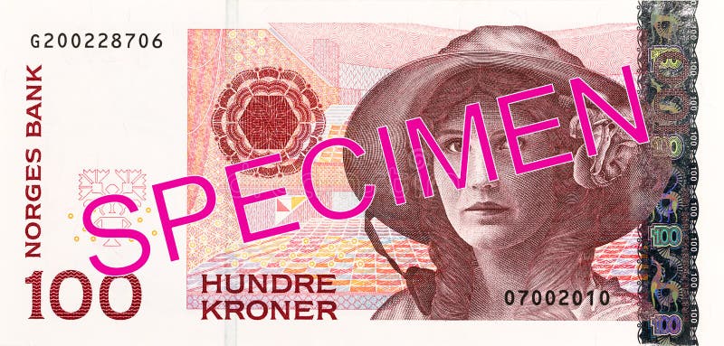 100 Norwegian Krone Bank Note Obverse Stock Image - Image of paper ...