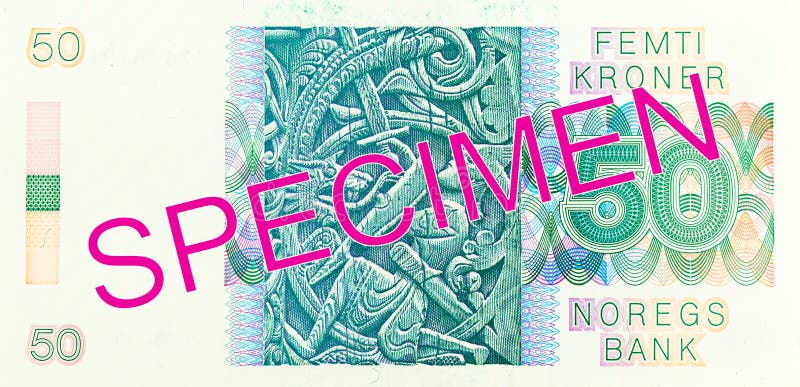 1 Norwegian Krone Coin Against 50 New Norwegian Krone Banknote Stock ...