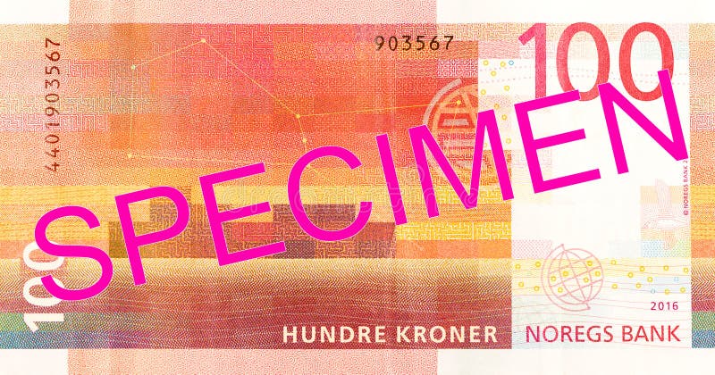 100 Norwegian Krone Bank Note Reverse Stock Photo - Image of macro ...