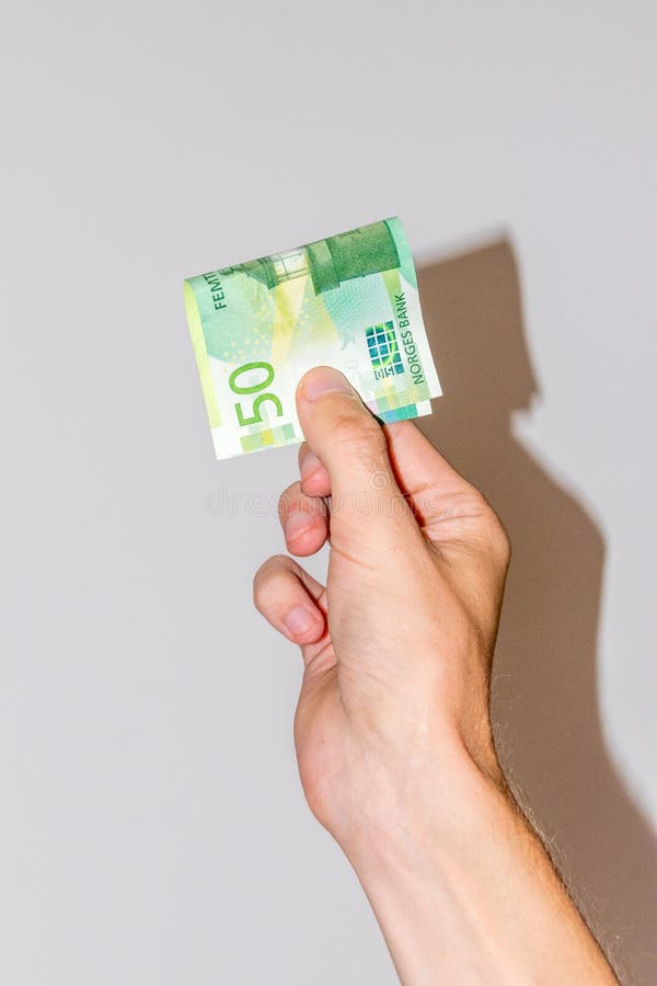 50 Norwegian Krone NOK Banknote in the Hand Stock Photo - Image of bill ...