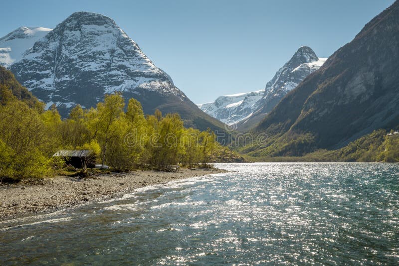 Norwegian Spring Landscape, Norway Countryside. Classic Wooden Houses ...