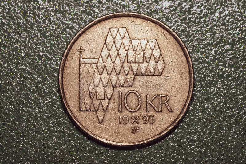 Norwegian Metal Coin with Denomination of One Norwegian Krone Stock ...