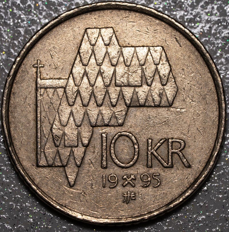 Norwegian Metal Coin with Denomination of One Norwegian Krone Stock ...