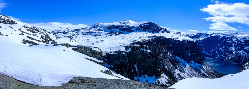 Norwegian Mountains stock photo. Image of landscape, snow - 92918824