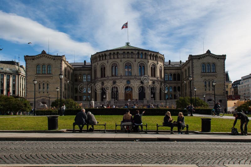 Norwegian Parliament Building Editorial Stock Image - Image of landmark ...