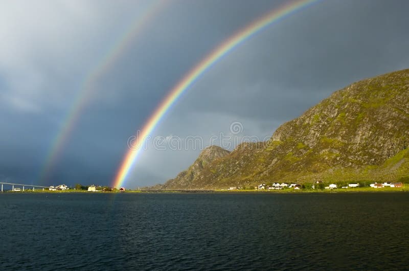 Norwegian Rainbow Near Alesund Stock Image - Image of white, nature ...