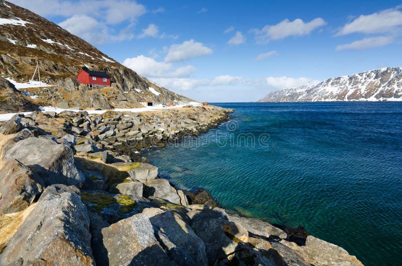 Norwegian sea bay in April stock image. Image of scenery - 40831101