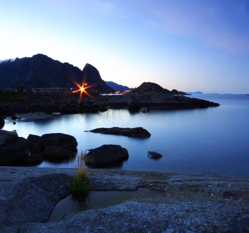 Norwegian sea at night stock image. Image of reflect, reflections - 3658397