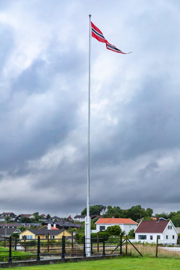 Norwegian Triangle Pennant Flag Blowing in the Wind Stock Image - Image ...