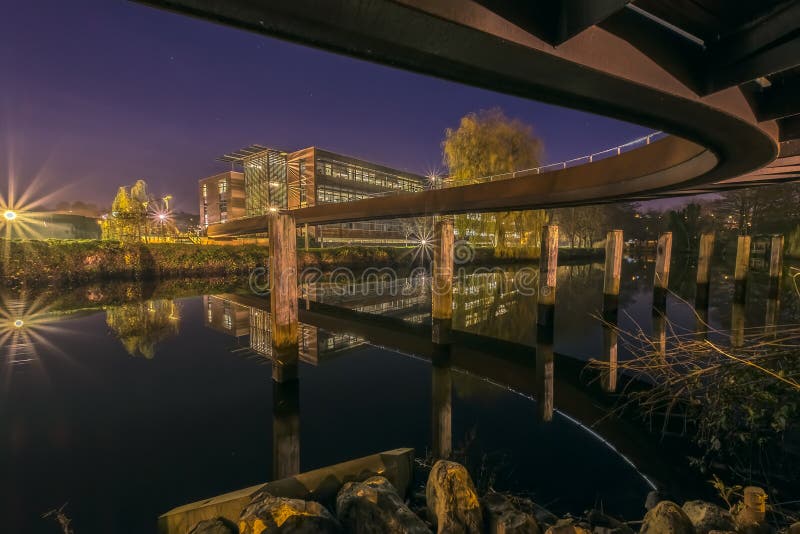 Norwich Night Reflections stock image. Image of nightscape - 151138209