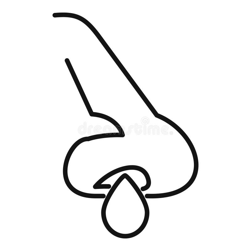 Nose Bleeding with a Drop of Blood Falling Down Line Icon Stock ...