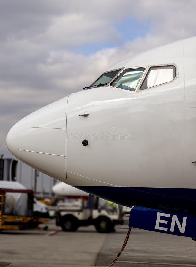 Nose of Boeing 737 stock image. Image of outside, plane - 68875297