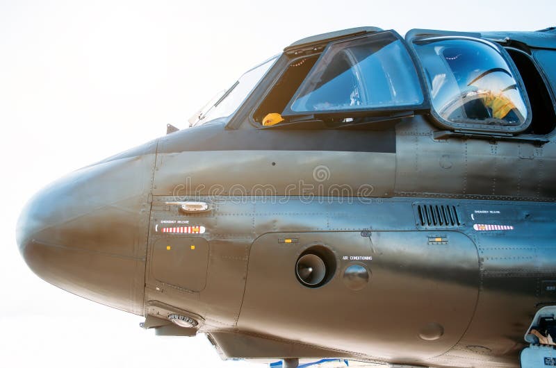 Nose and Cockpit of the Helicopter Pilot. Side View. Stock Image ...