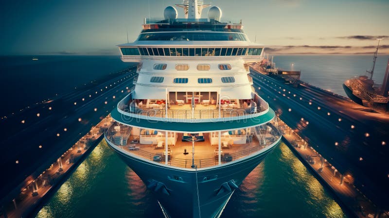Nose of the Cruise Ship Near the Pier Stock Illustration - Illustration ...