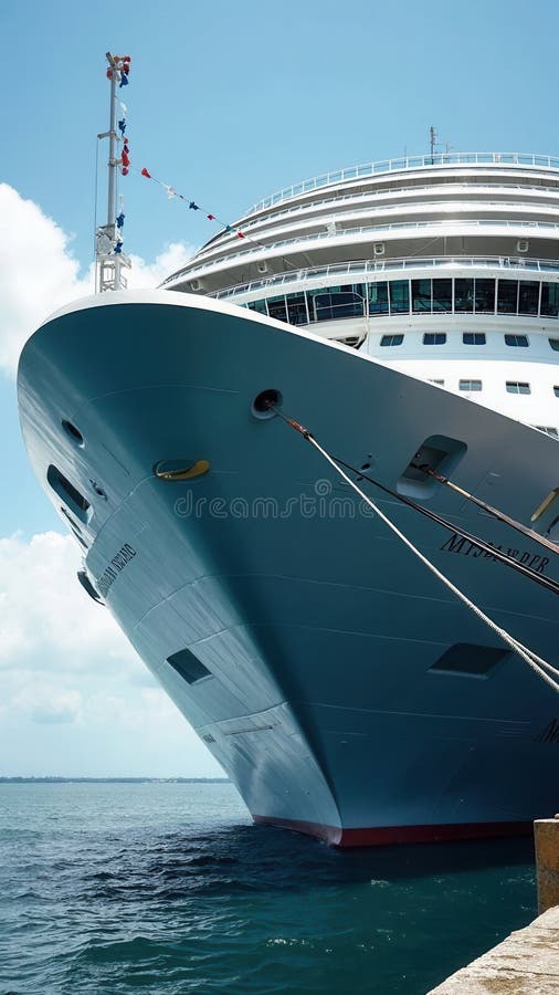 Nose of the Cruise Ship Near the Pier Stock Photo - Image of large ...