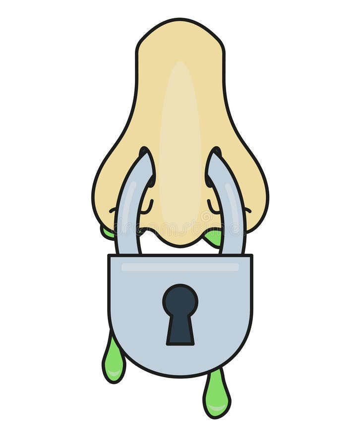 A nose is padlocked. stock vector. Illustration of concept - 242124925