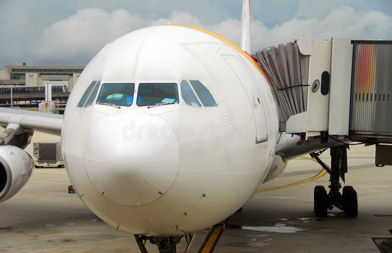 Nose of passenger plane stock image. Image of front, pilot - 3593279
