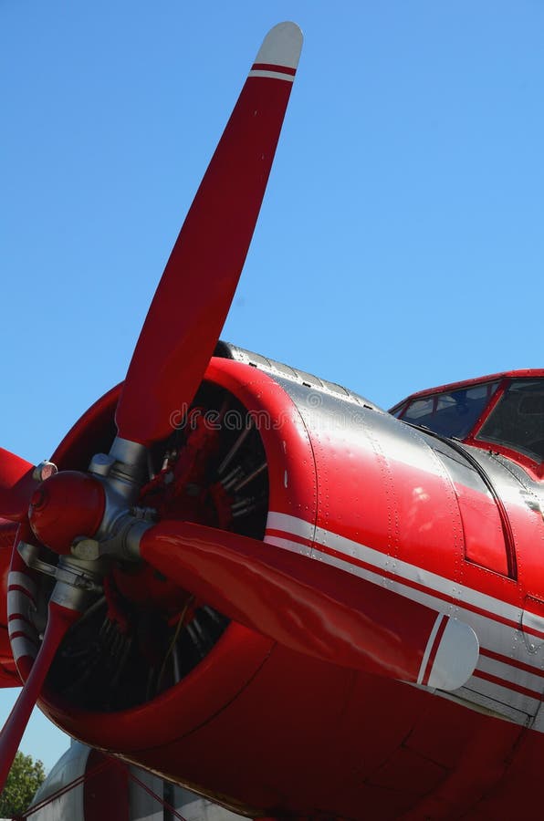 Nose of a red plane stock image. Image of aviation, engine - 113555163