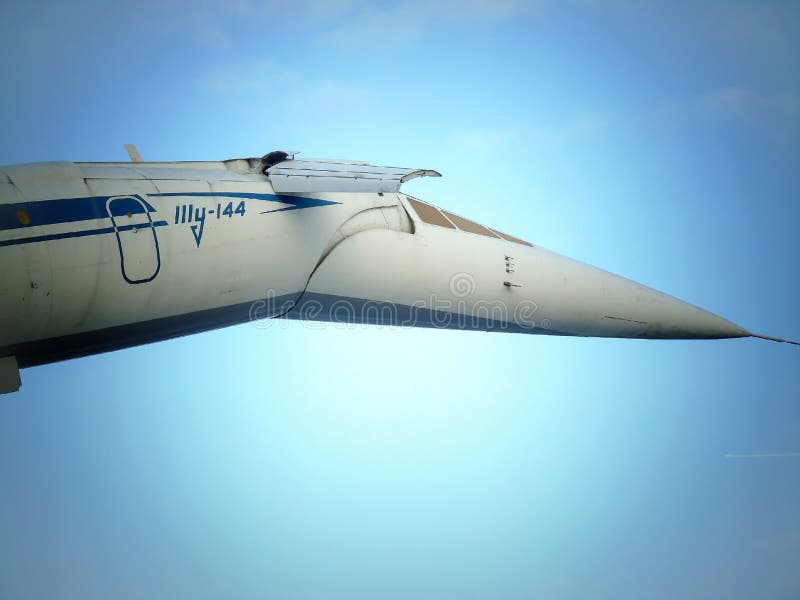 The Nose of a Supersonic Passenger Plane Against the Background of the ...