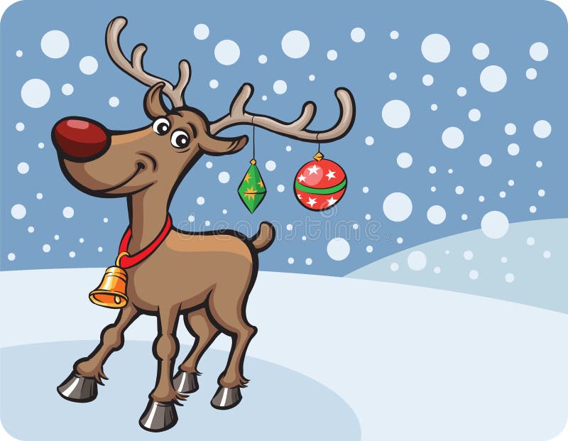 Illustration Av Ren Rudolph För Näsa För Lycklig Tecknad Filmjul En Röd ...