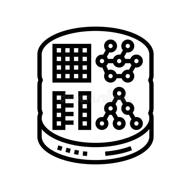 Database Line Vector Icons And Signs Db Storage Files Tables Access Sql Query Records