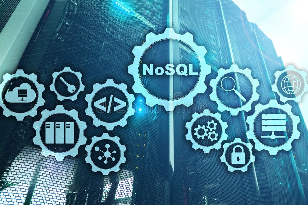 NoSQL. Structured Query Language. Database Technology Concept. Server Room Background. Stock ...