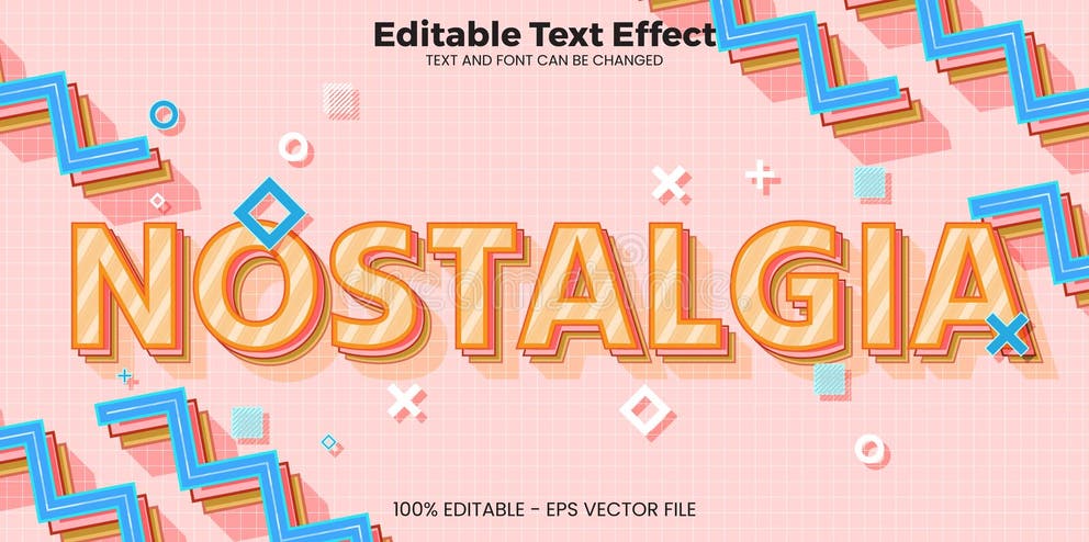 Nostalgia Editable Text Effect in Modern Trend Style Stock Vector ...