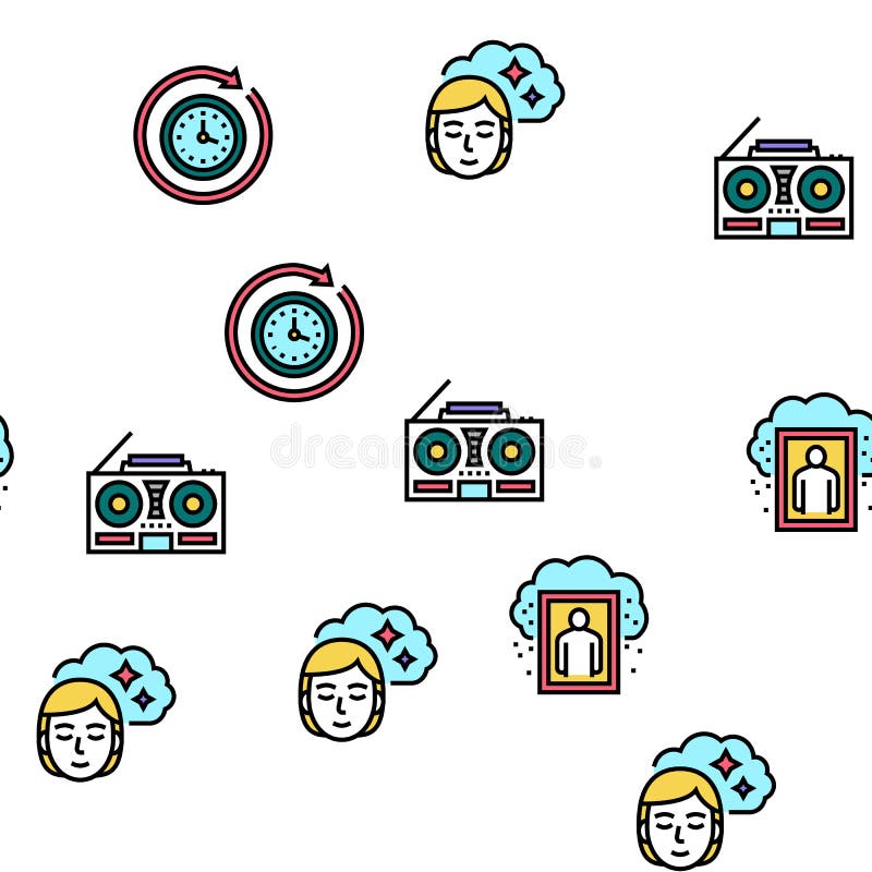 Nostalgia and Memory Vector Seamless Pattern Stock Illustration ...