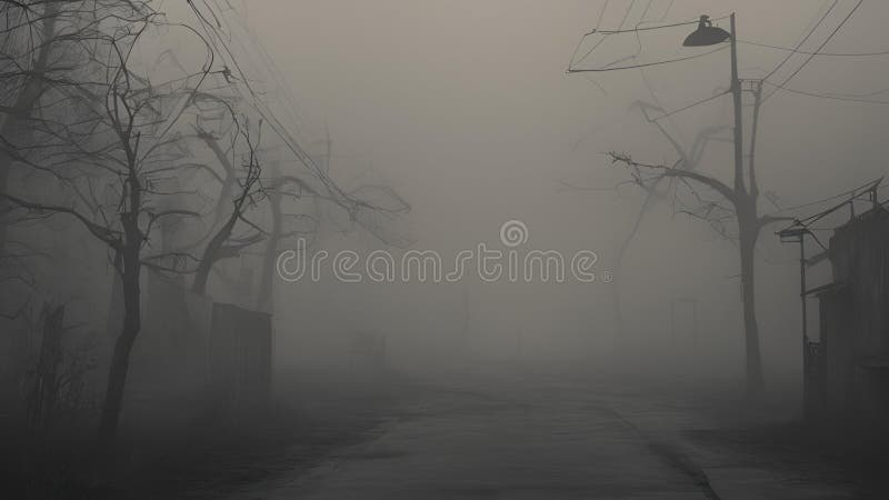 A Dimly Lit Street Adorned with Telephone Poles and Wires Stock ...