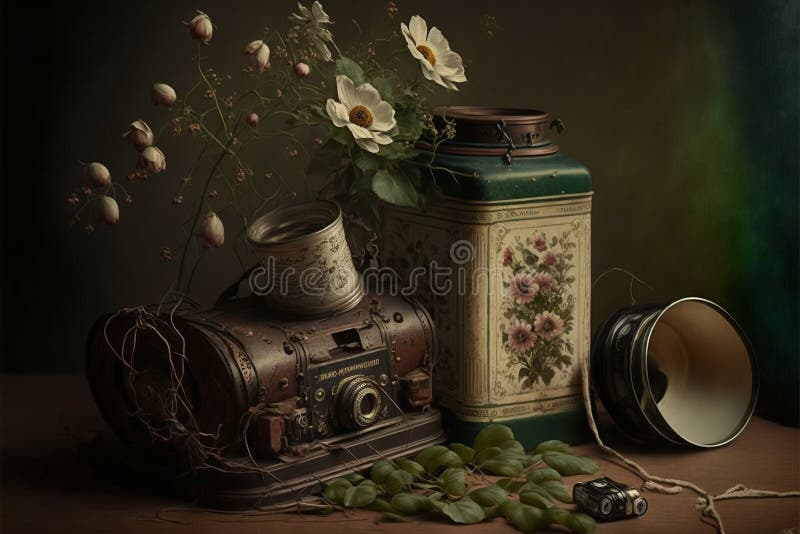 Nostalgic Antique Vintage Still Life with Old Vintage Objects. Ai ...