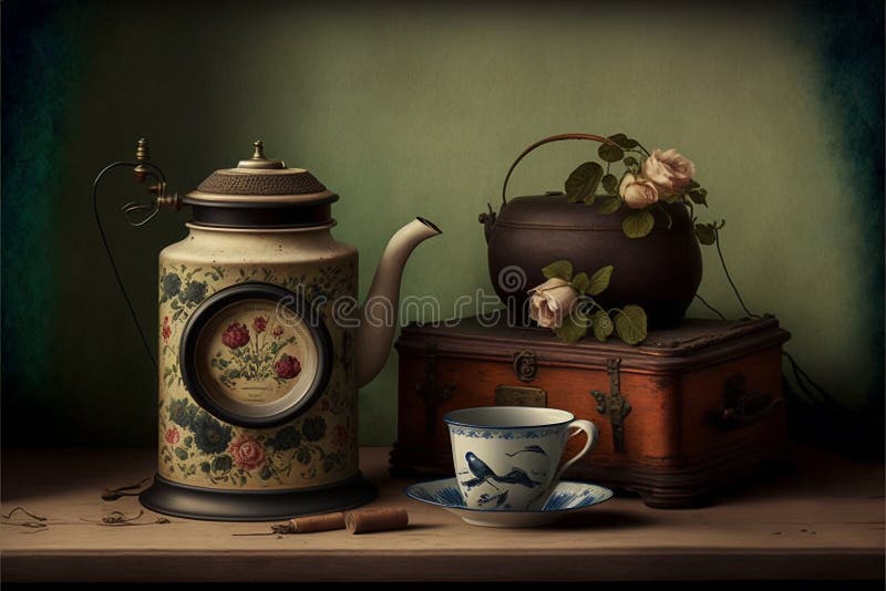 Nostalgic Antique Vintage Still Life with Old Vintage Objects. Ai ...