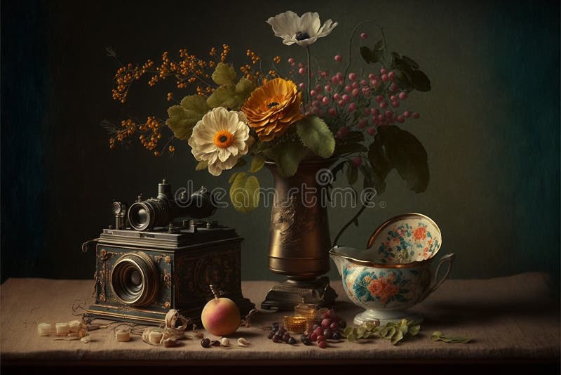 Nostalgic Antique Vintage Still Life with Old Vintage Objects. Ai ...