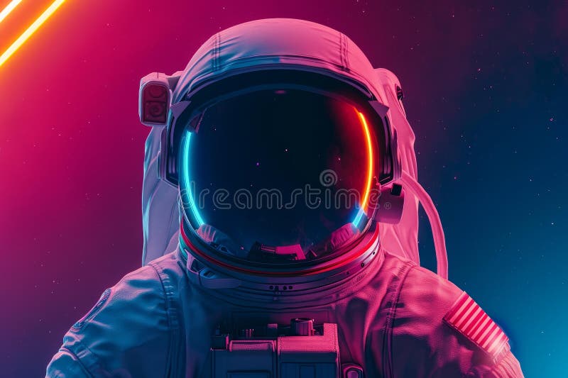 Nostalgic Astronaut Retro Neon. Generate Ai Stock Illustration ...