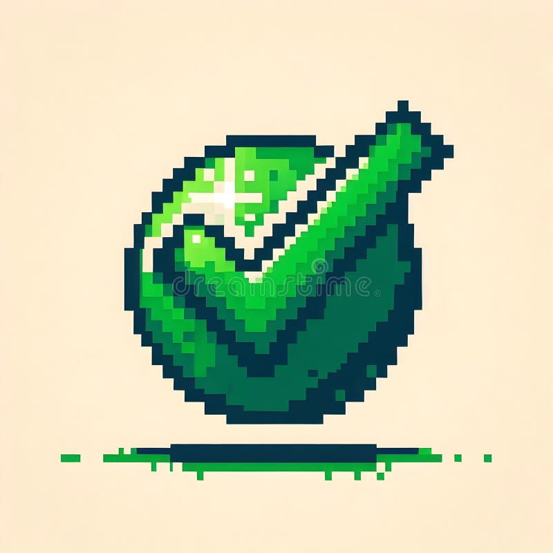 Nostalgic 8-bit Pixel Art Green Tick, Retro Video Game Interface Symbol ...