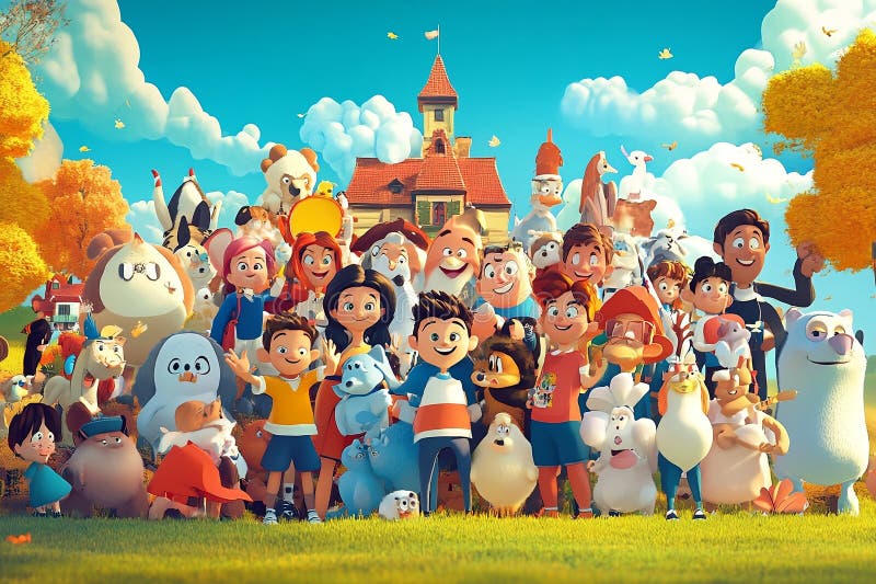 Nostalgic Celebration of Iconic Animated Characters. Stock Illustration ...