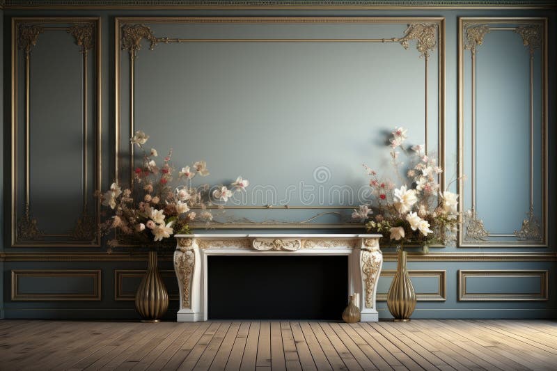 Nostalgic Charm: Room Mockup in 1900 Style with Blank Frame on the Wall ...