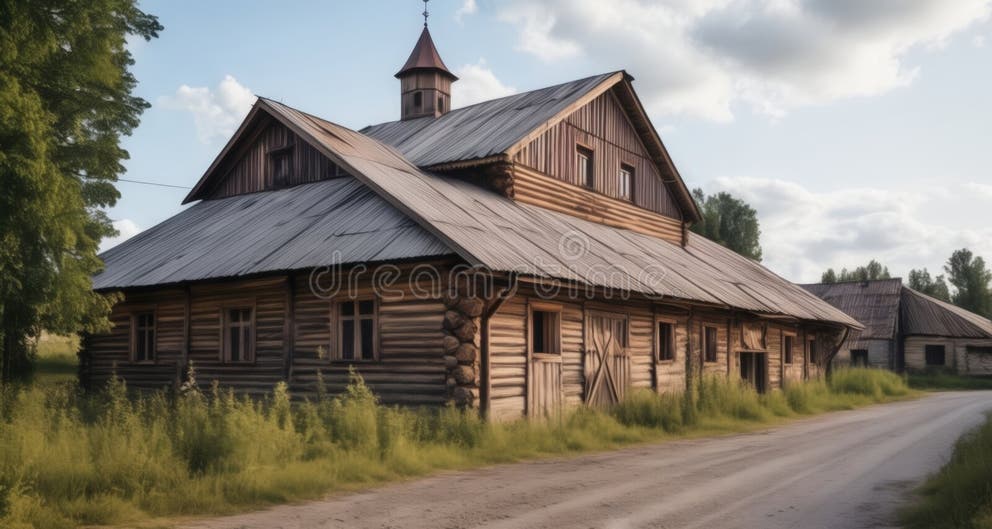 Nostalgic Charm of a Rustic Wooden Barn Stock Illustration ...