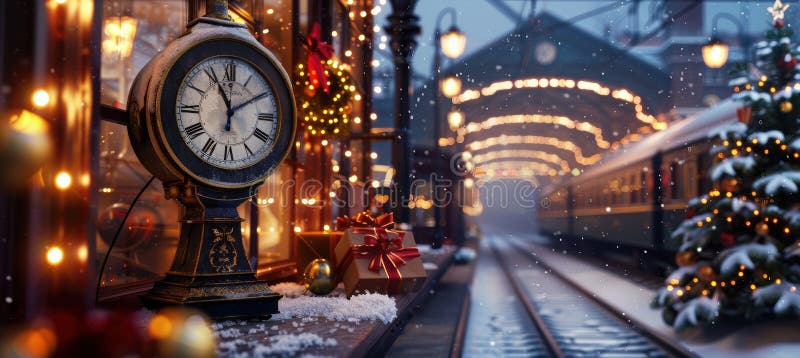 Nostalgic Christmas Train Station Scene for Holiday Decor and Design ...
