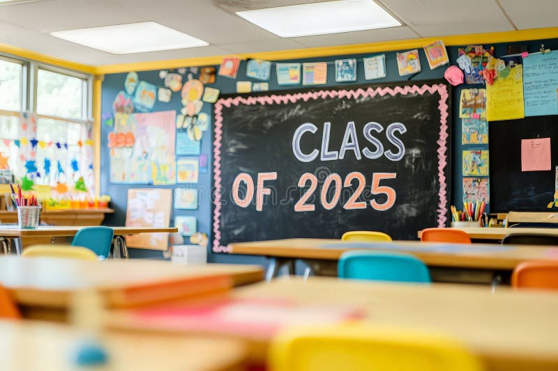 Nostalgic Classroom for Class of 2025 Stock Illustration - Illustration ...