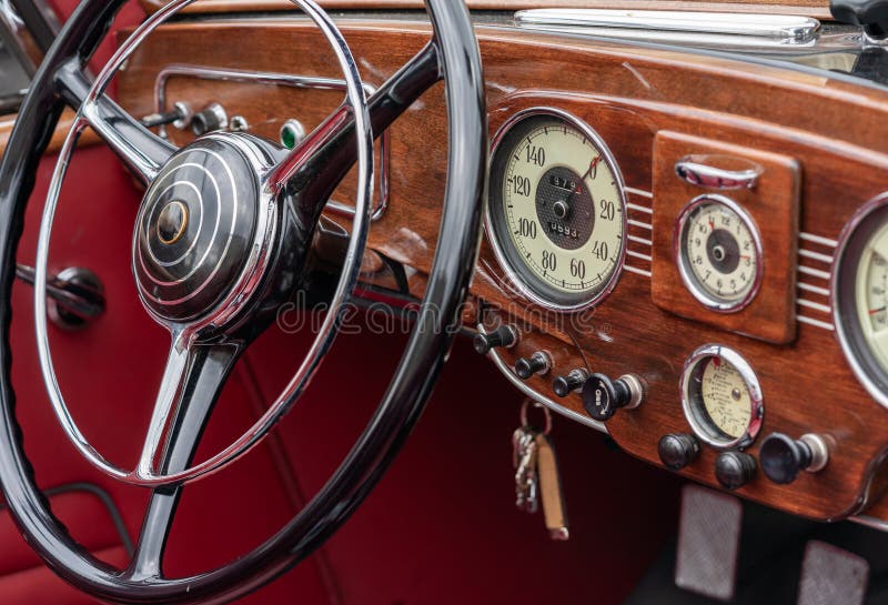 Nostalgic Cockpit of an Old Classic Car Stock Image - Image of hobbies ...